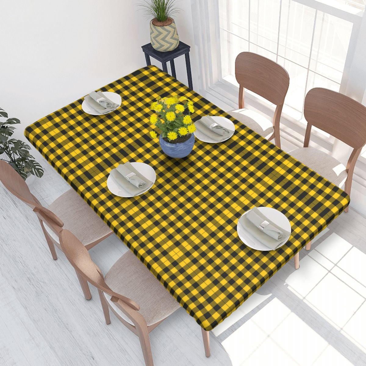 Rectangular Waterproof Oil-Proof Royal Tartan Plaid Tablecloth Table ...