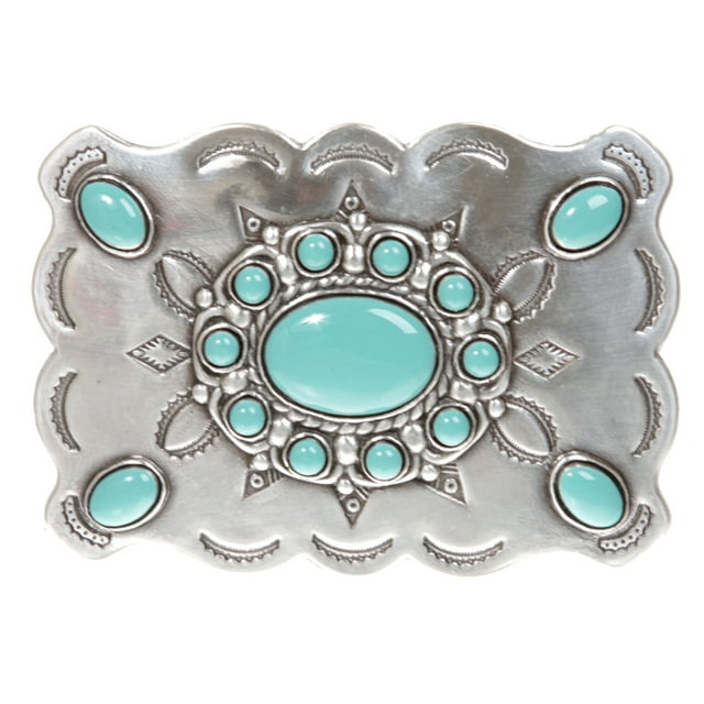 Rectangular Western Belt Buckle with Turquoise Stone - Walmart.com
