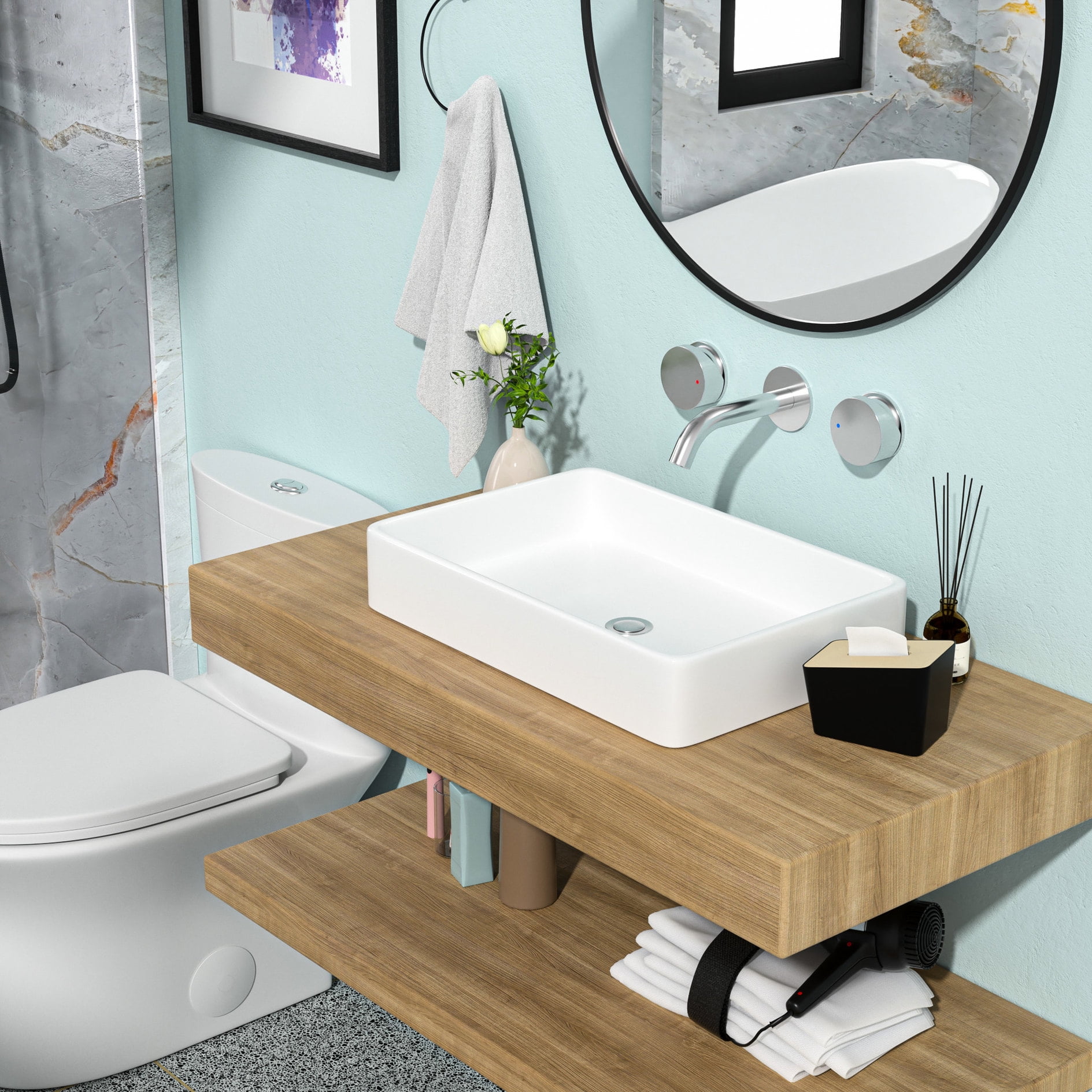 Rectangular White Ceramic Sink+Acid Resistance”-“Bathroom Renovation ...