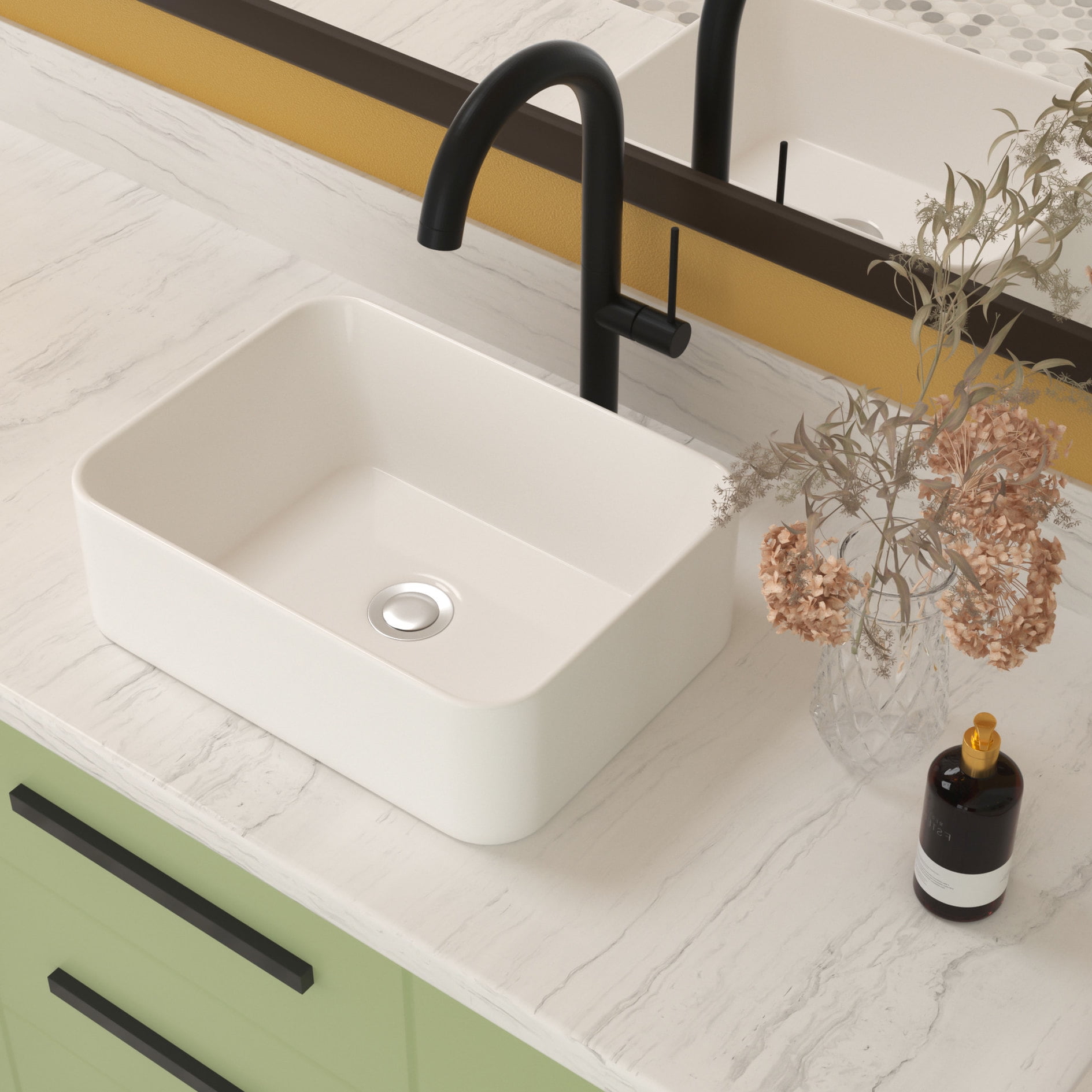 Rectangular White Ceramic Vessel Sink / Acid-Resistant for Home ...