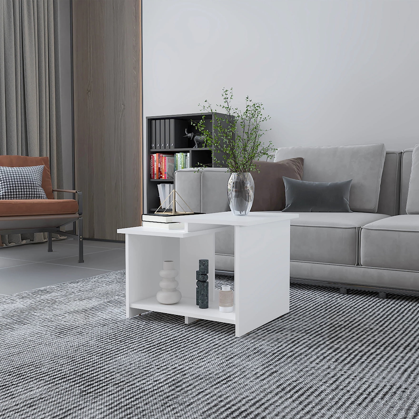 Rectangular White Open-Storage Coffee Table | Organize Essentials in ...