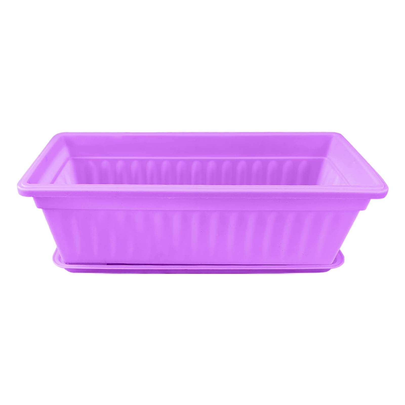Rectangular Window Box Planter 17 Inches - Plastic Flower & Vegetable Planters with Saucer ...
