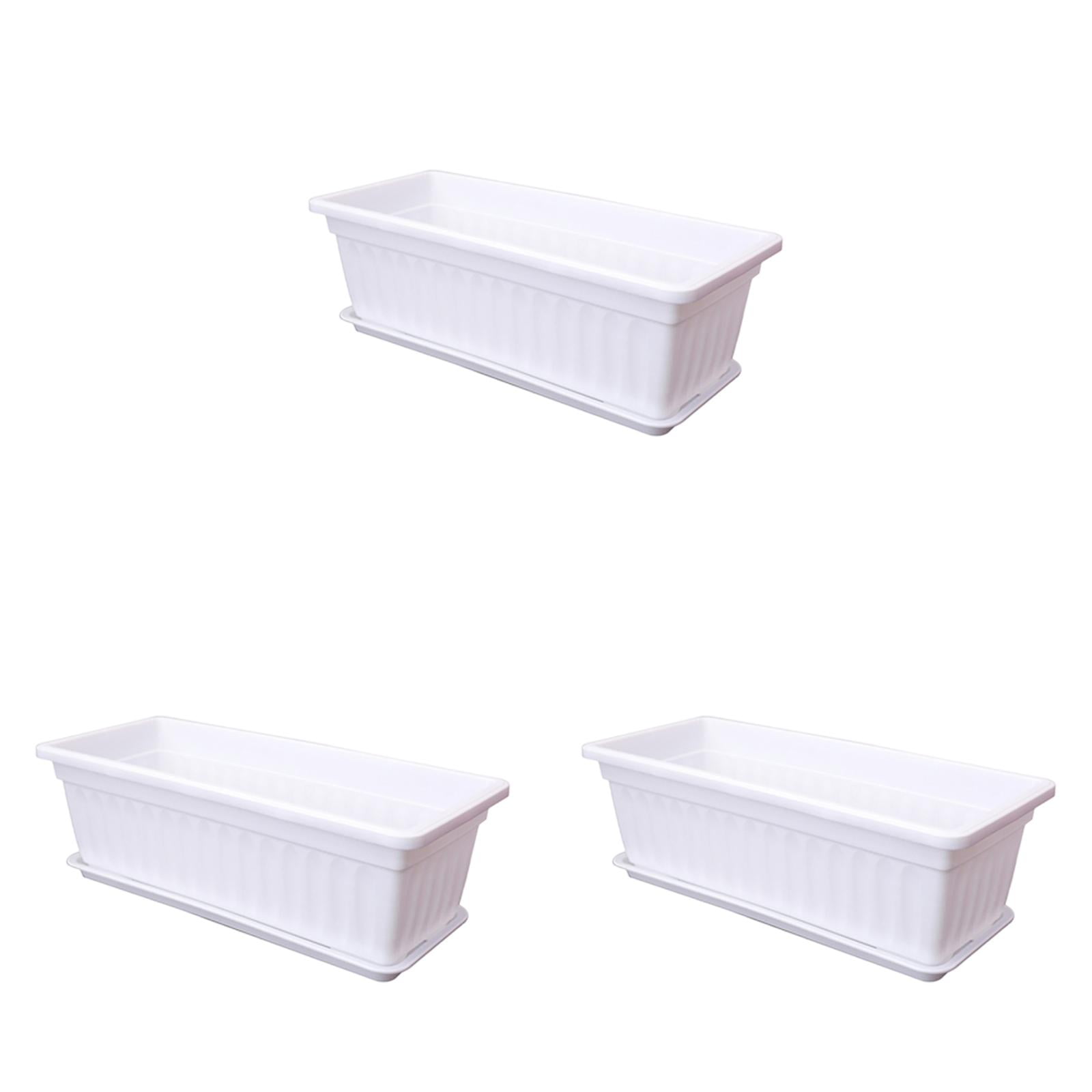 Rectangular Window Box Planter – 17" Plastic Flower Pot with Tray ...