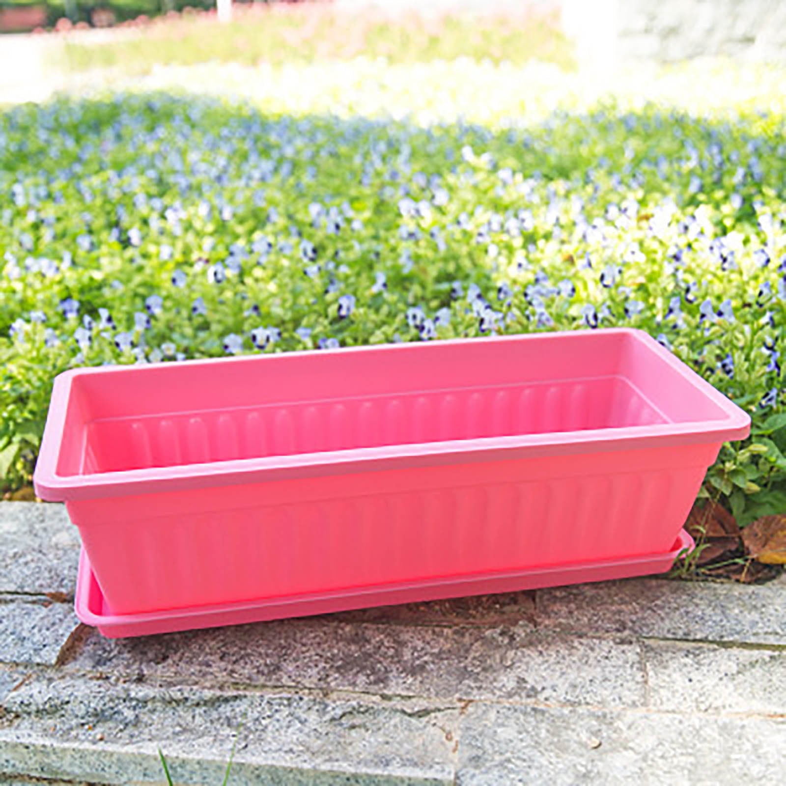 Rectangular Window Flower Box Planter with Tray for Balcony Windowsill ...