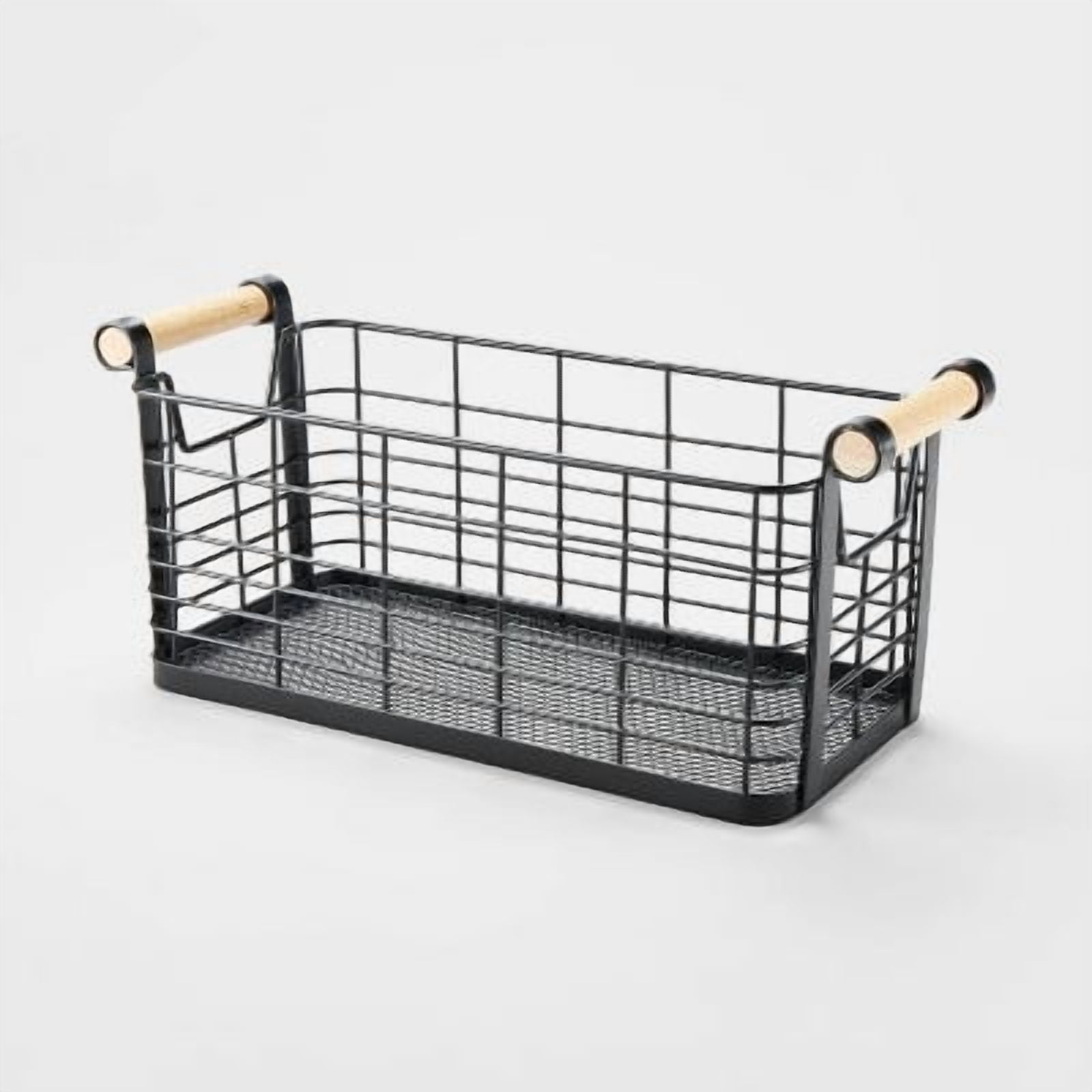 Rectangular Natural Wood Handles Basket - Walmart.com