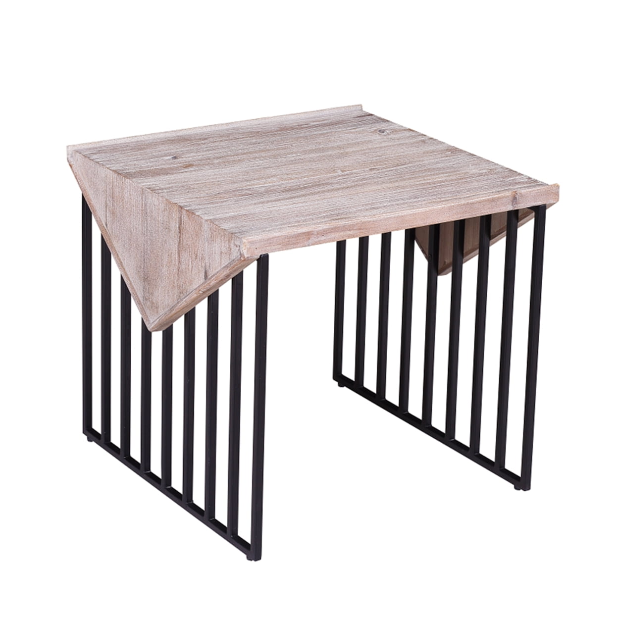 Rectangular Wooden Corner Table with Sled Wire Base, Large,Gray and ...