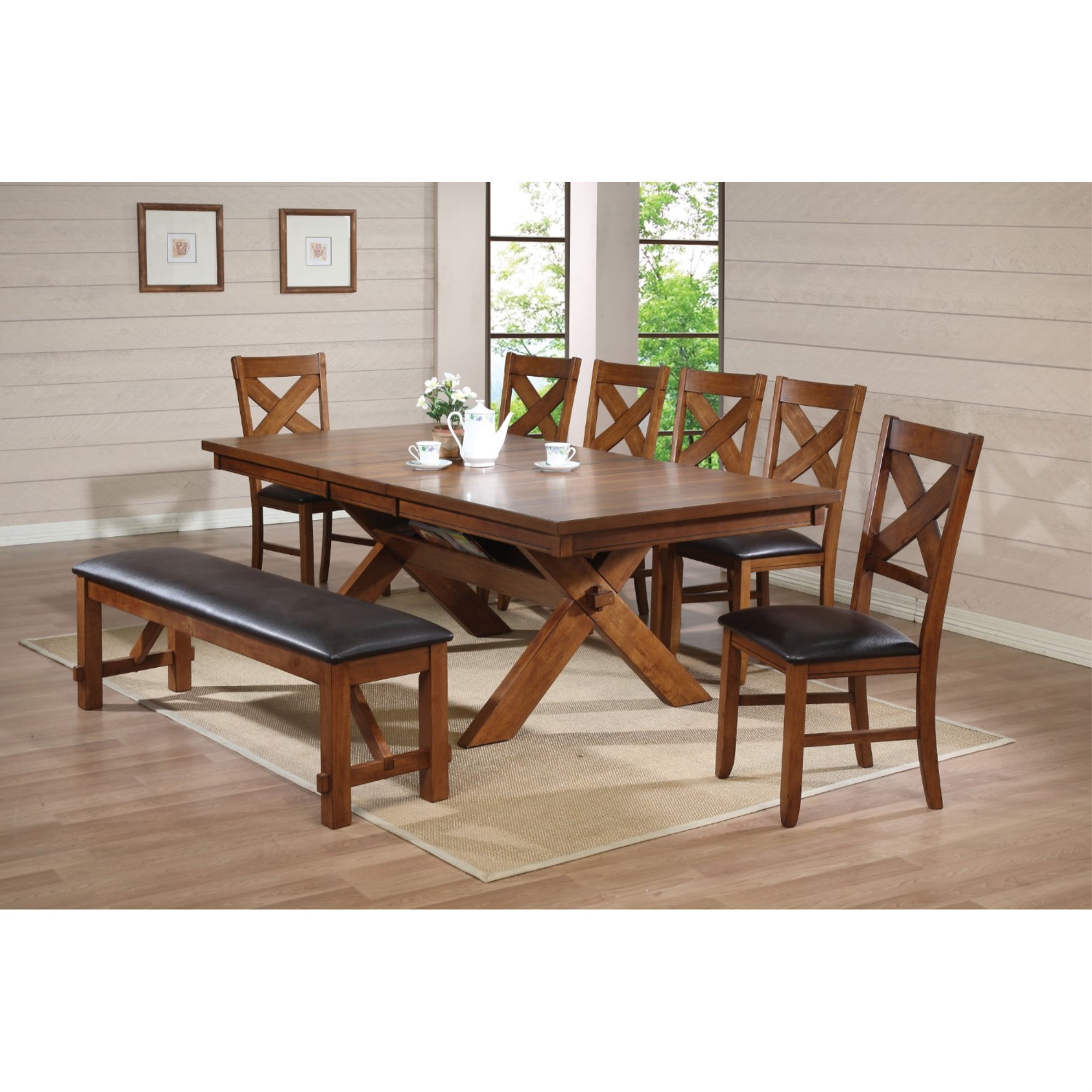 Rectangular Wooden Dining Table, Walnut Brown - Walmart.com