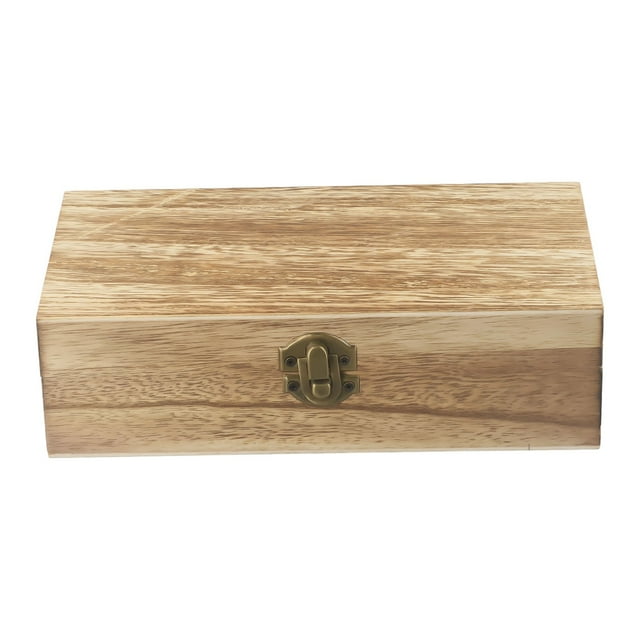 Rectangular Wooden Storage Box Retro Buckle Wooden Box Clamshell Wooden ...