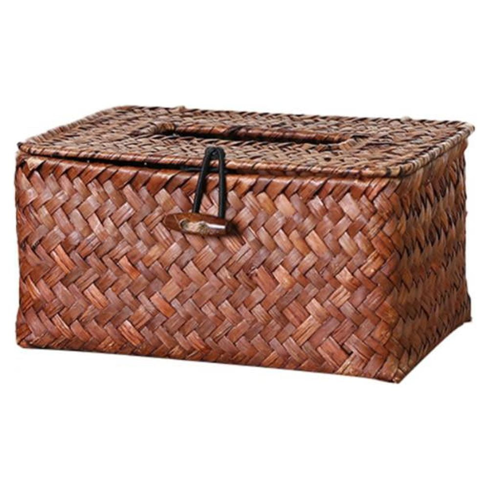 Rectangular Woven Tissue Box Cover, Decorative Seagrass Wicker Tissue ...