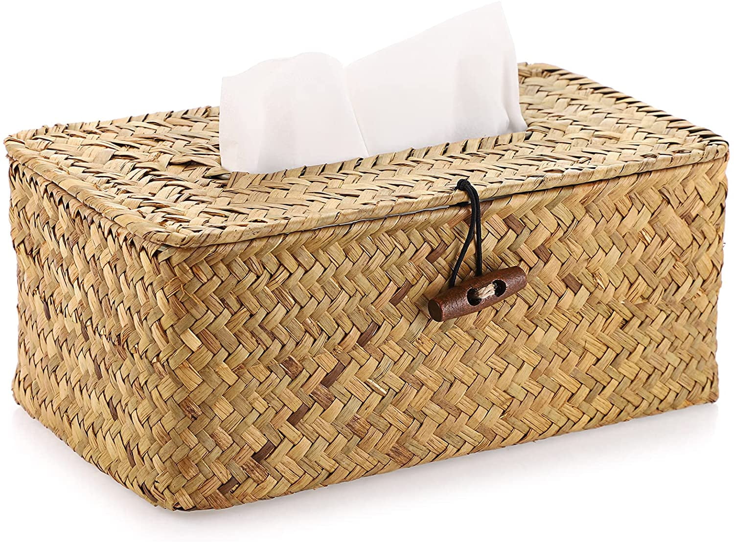 Rectangular Woven Tissue Box Cover, Decorative Seagrass Wicker Tissue ...
