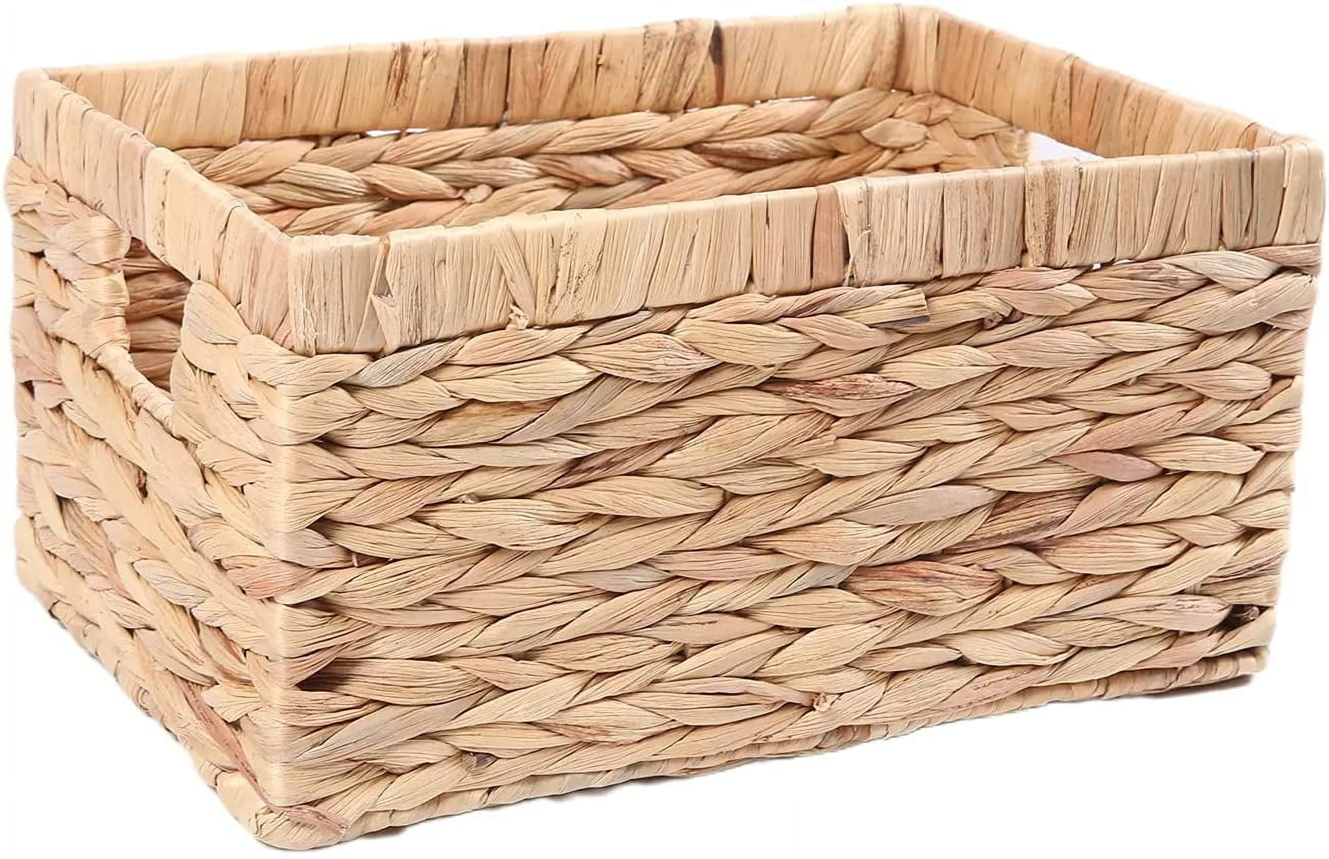 Rectangular Woven Water Hyacinth Storage Baskets with inside Handle for ...