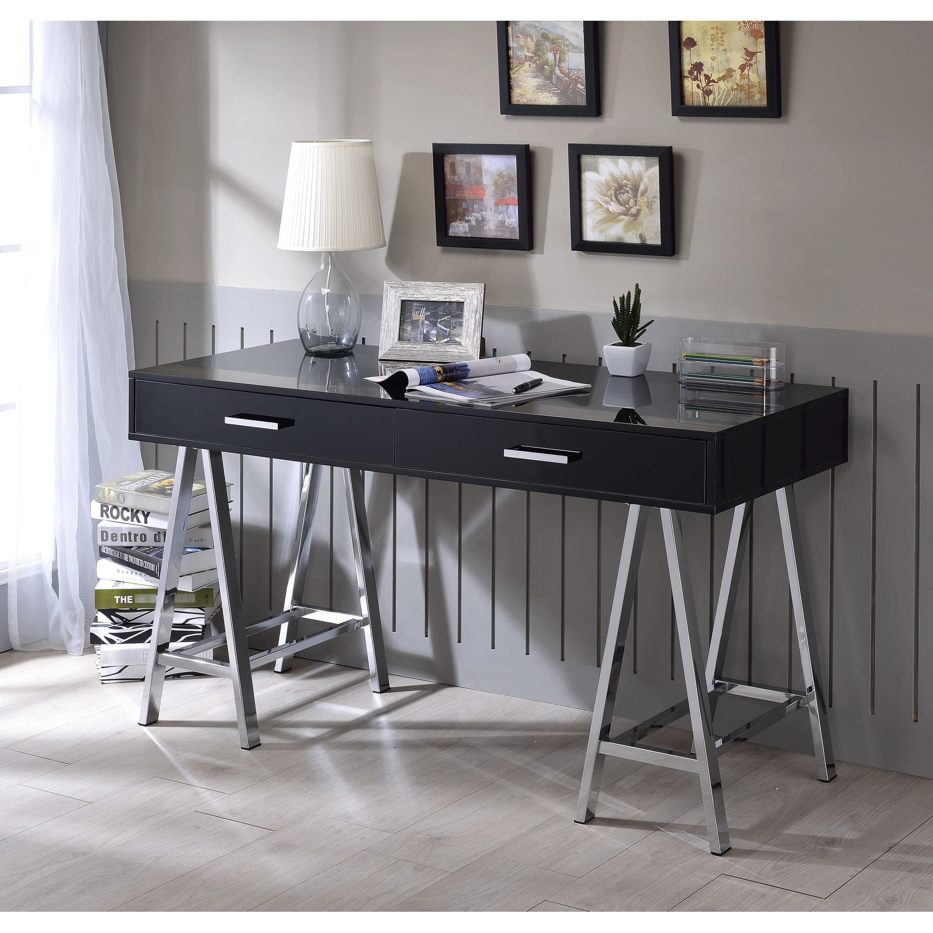 Rectangular Writing Desk | With USB Port for Charging and 2 Storage ...