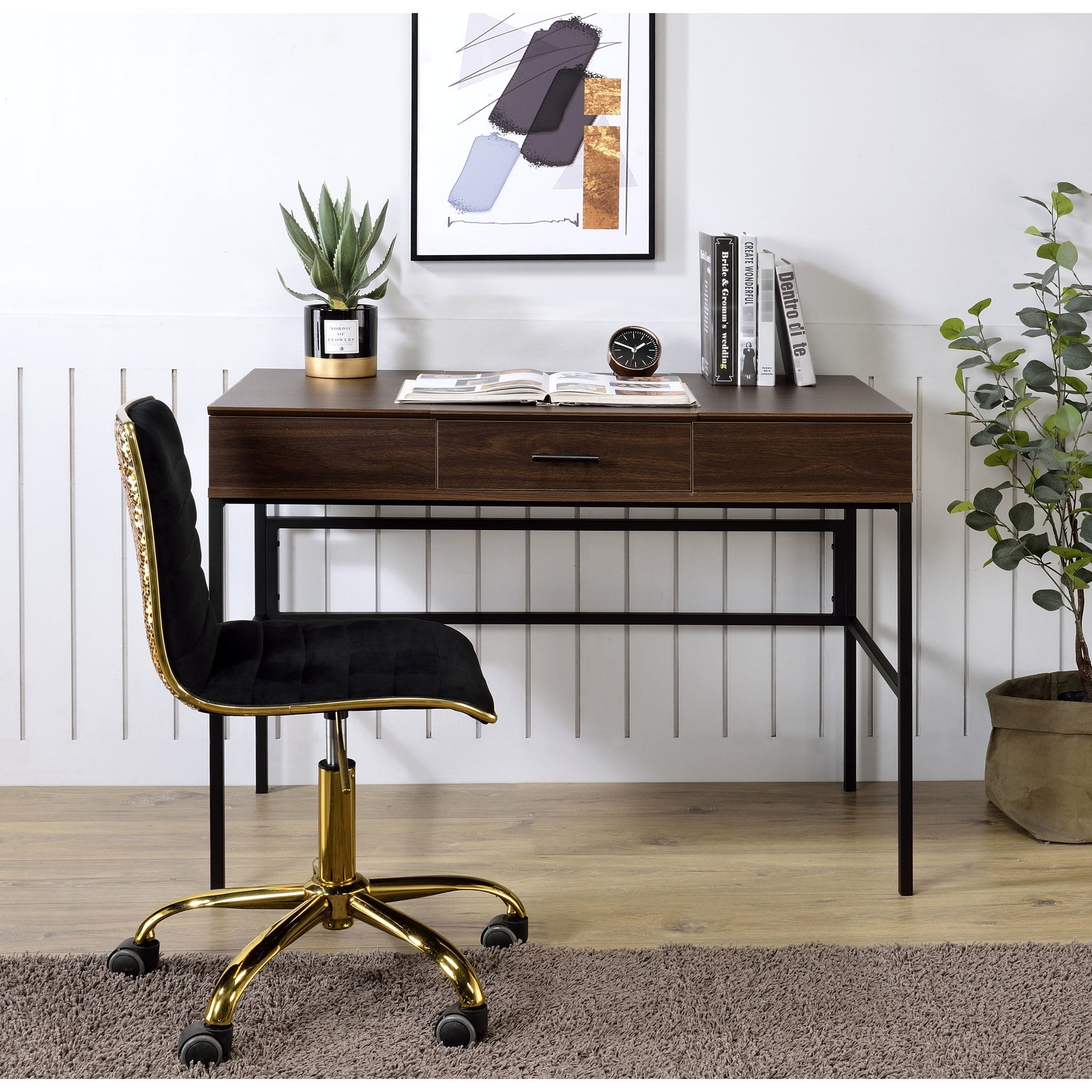 Rectangular Writing Desk | USB Port for Charging Devices in Workspace ...