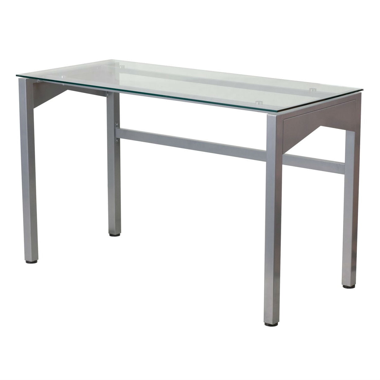 Rectangular Writing Table Office Desk with Clear Tempered Glass Surface ...