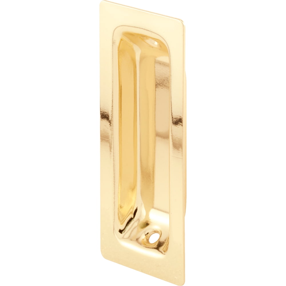 Rectangular face with an oblong inset closet door pull, Brass plated (2 ...