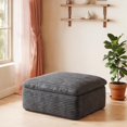 Rectangular ottoman with plush cotton fill, modular versatility, gray ...