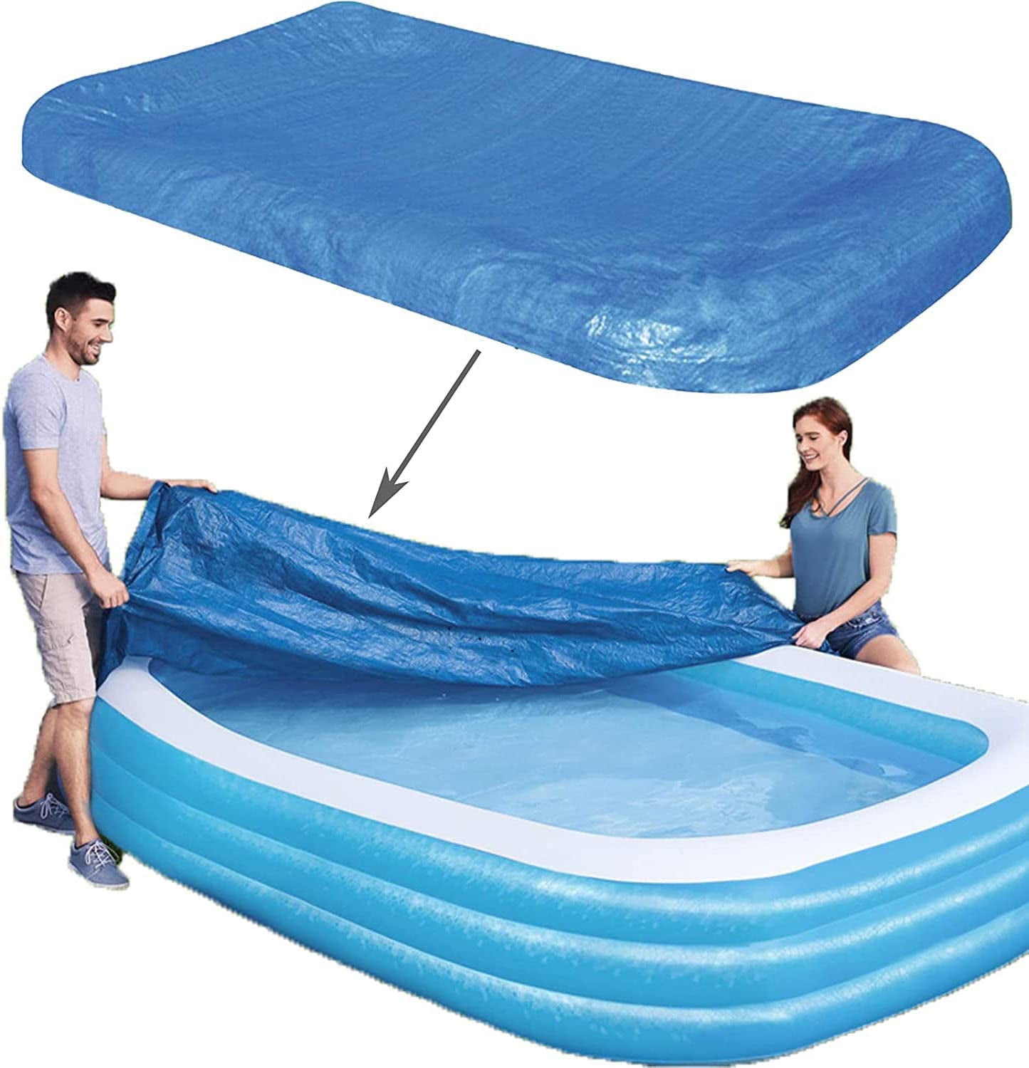 WPOHM Rectangular Inflatable Pool Cover Waterproof Dust Rainproof ...
