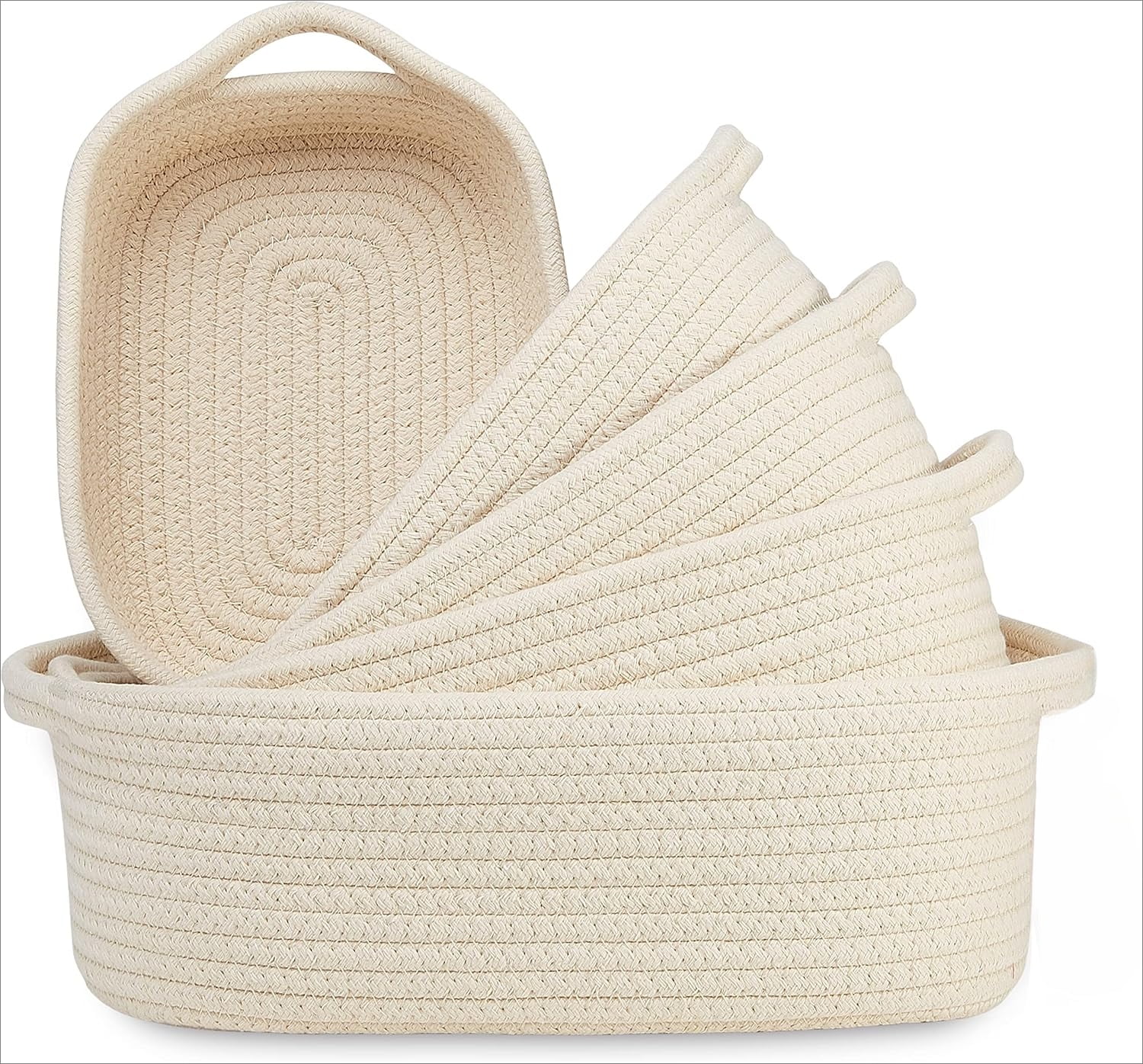 Rectangular storage basket set - woven with natural cotton rope for ...