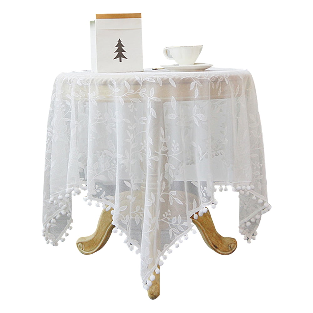 Rectangular vintage lace tablecloth, small embroidered polka dot lace ...