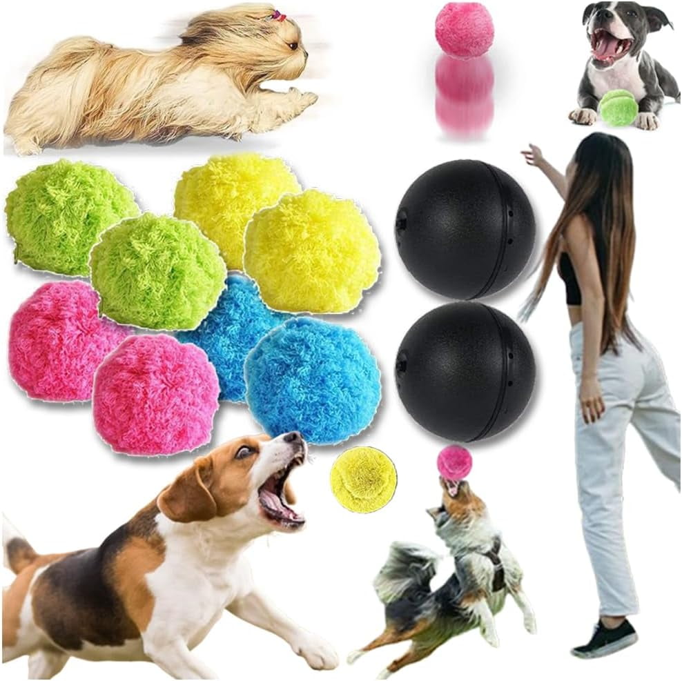 Rectionrae Active Rolling Ball, Anti-Anxiety Automatic Moving Dog Ball Launcher with Leather ...
