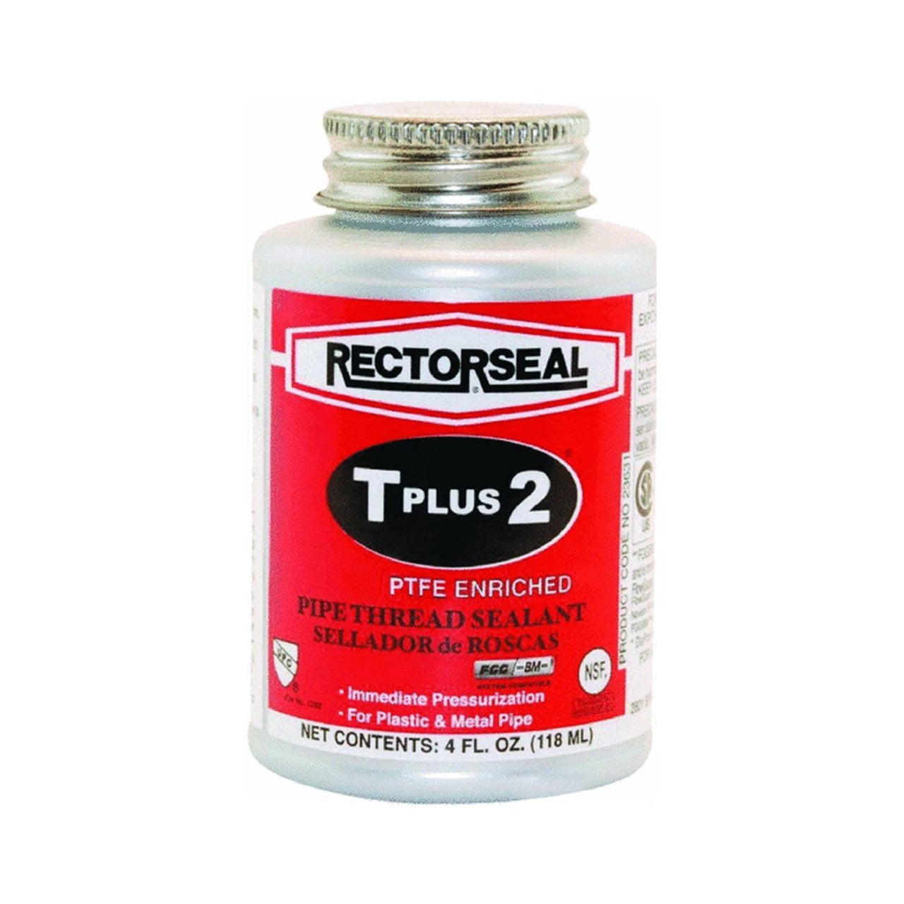 Rectorseal 23631 T Plus is a Non-Hardening Thread sealant containing PTFE Plus Synthetic fibers ...