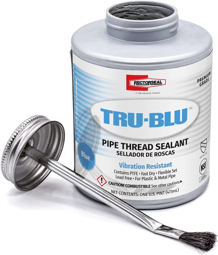Rectorseal 31431 Pint Brush Top Tru-Blu Pipe Thread Sealant , Blue - Walmart.com