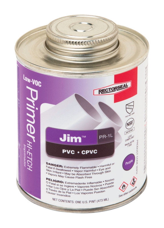 Rectorseal Jim Purple Primer and Cement For CPVC/PVC 16 oz. - Walmart.com