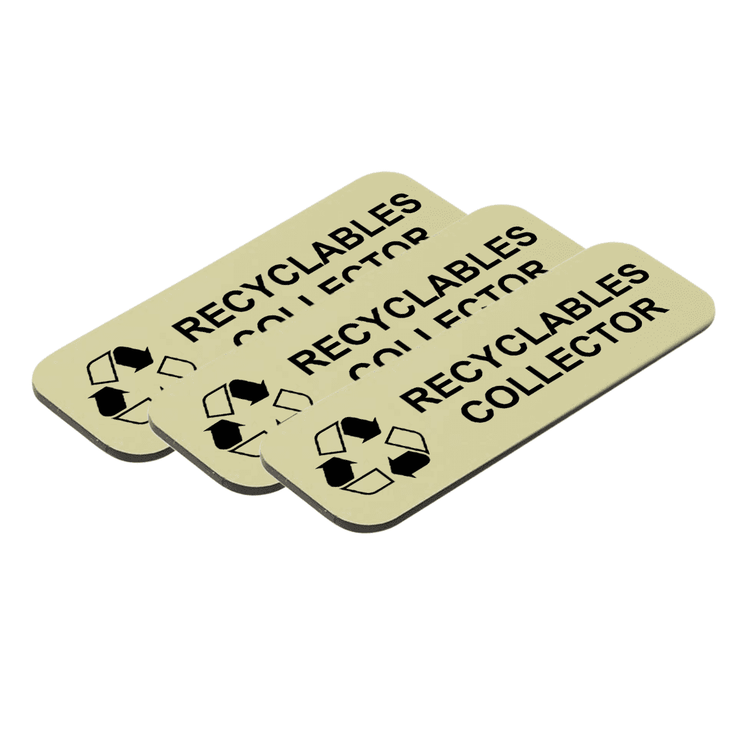 Recyclables Collector 1" x 3" Name Tag/Badge, Brushed Gold, (3 Pack ...