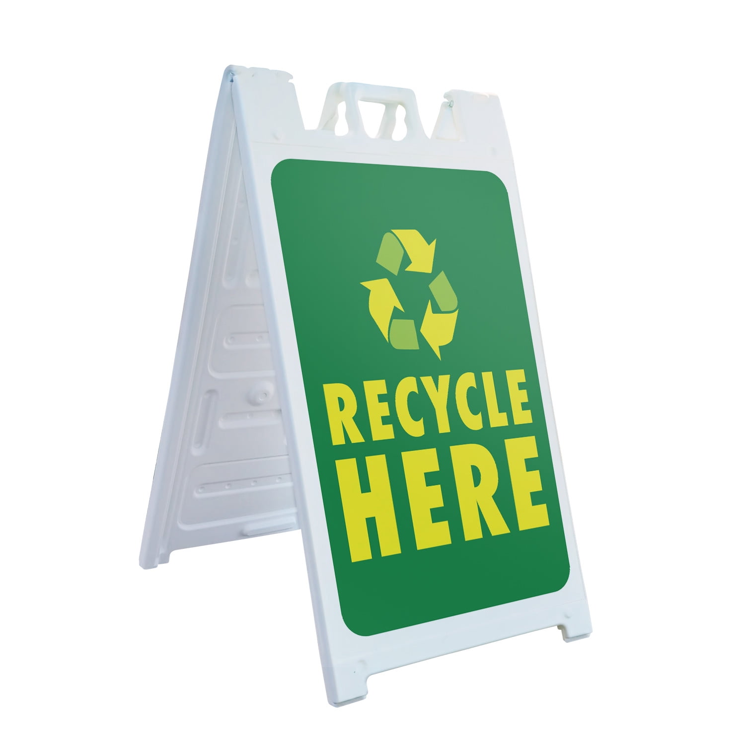 Recycle Here 24" x 36" Double Sided A-Frame Sidewalk Sign, Includes 2 ...