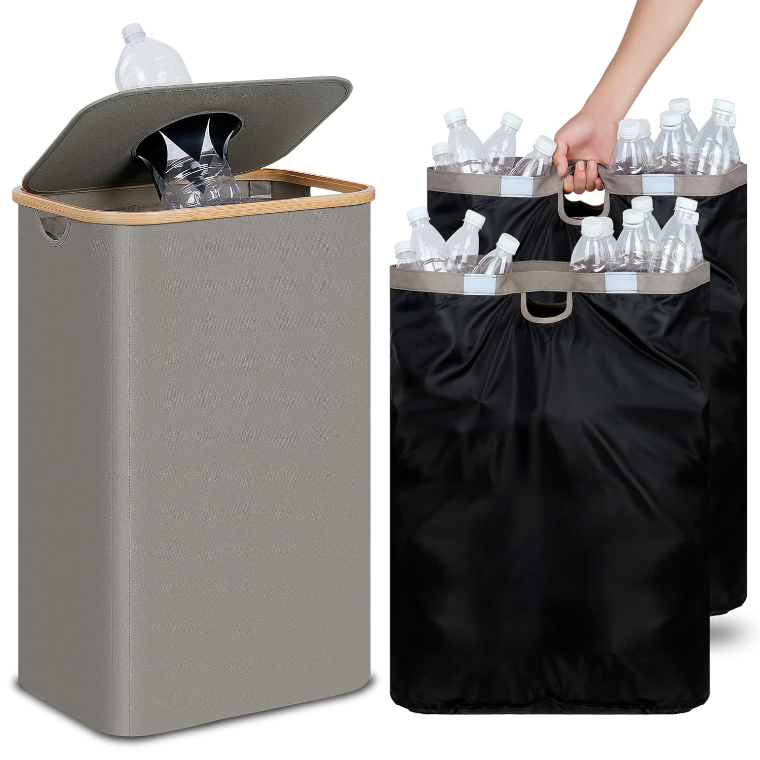 Recycle Bin 26 Gallon, 100L Recycle Bin for Kitchen with 2 Removeable ...