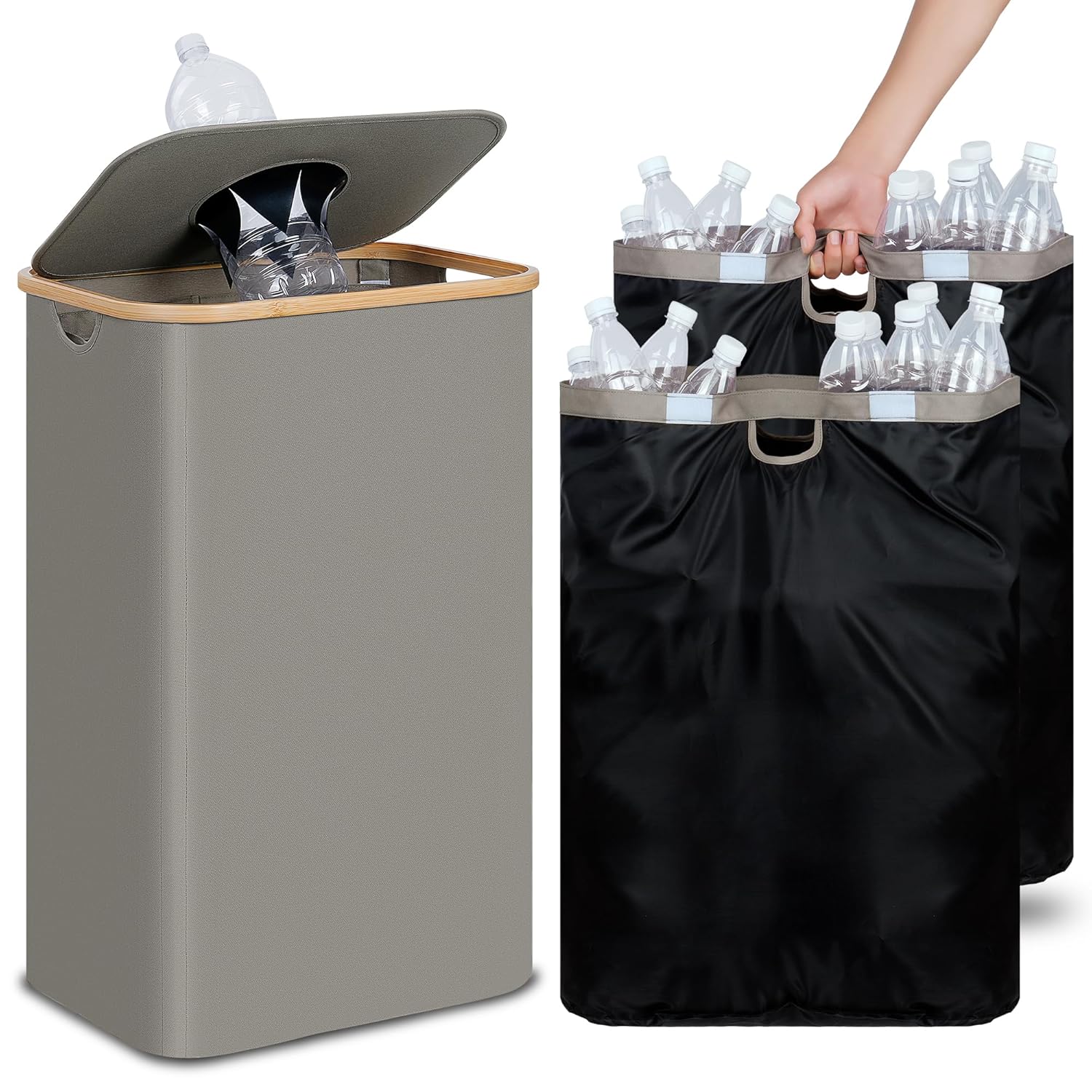 Recycle Bin 26 Gallon, 100L Recycle Bin for Kitchen with 2 Removeable ...