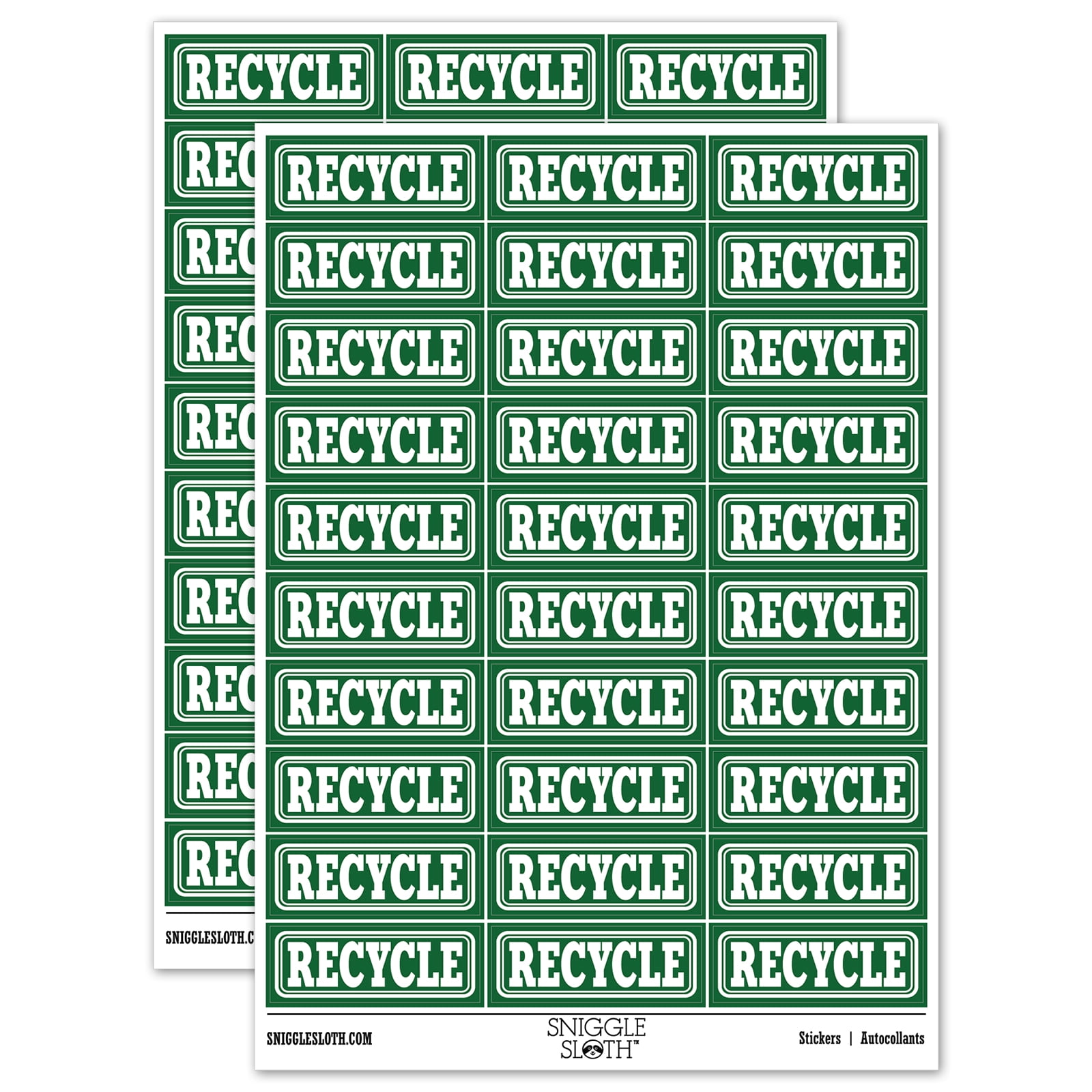 Recycle Double Border Sticker Set - Dark Green - Matte Finish - 1.75 ...