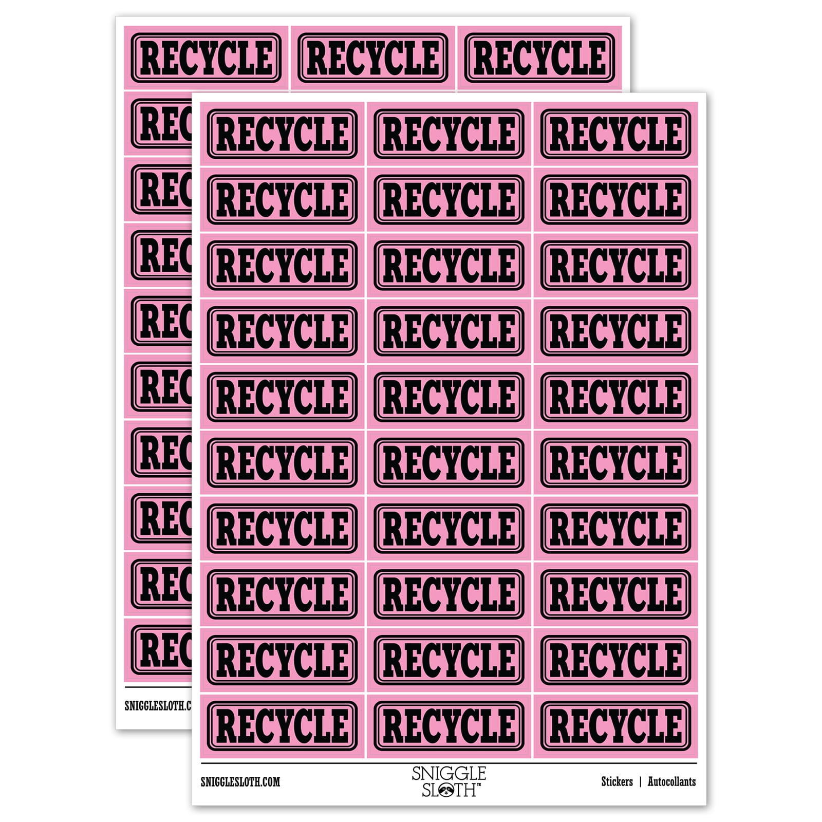 Recycle Double Border Sticker Set - Light Pink - Matte Finish - 1.75 ...
