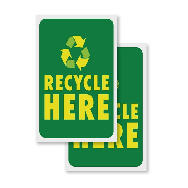 Recycle Here (2-PACK) 24" x 36" Vinyl Decals | Sign Insert Peel & Stick ...