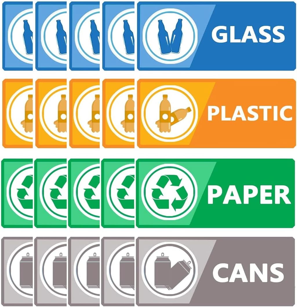 Recycle Labels Decals for Trash Can,4x2inch Trash Sorting Recycling ...
