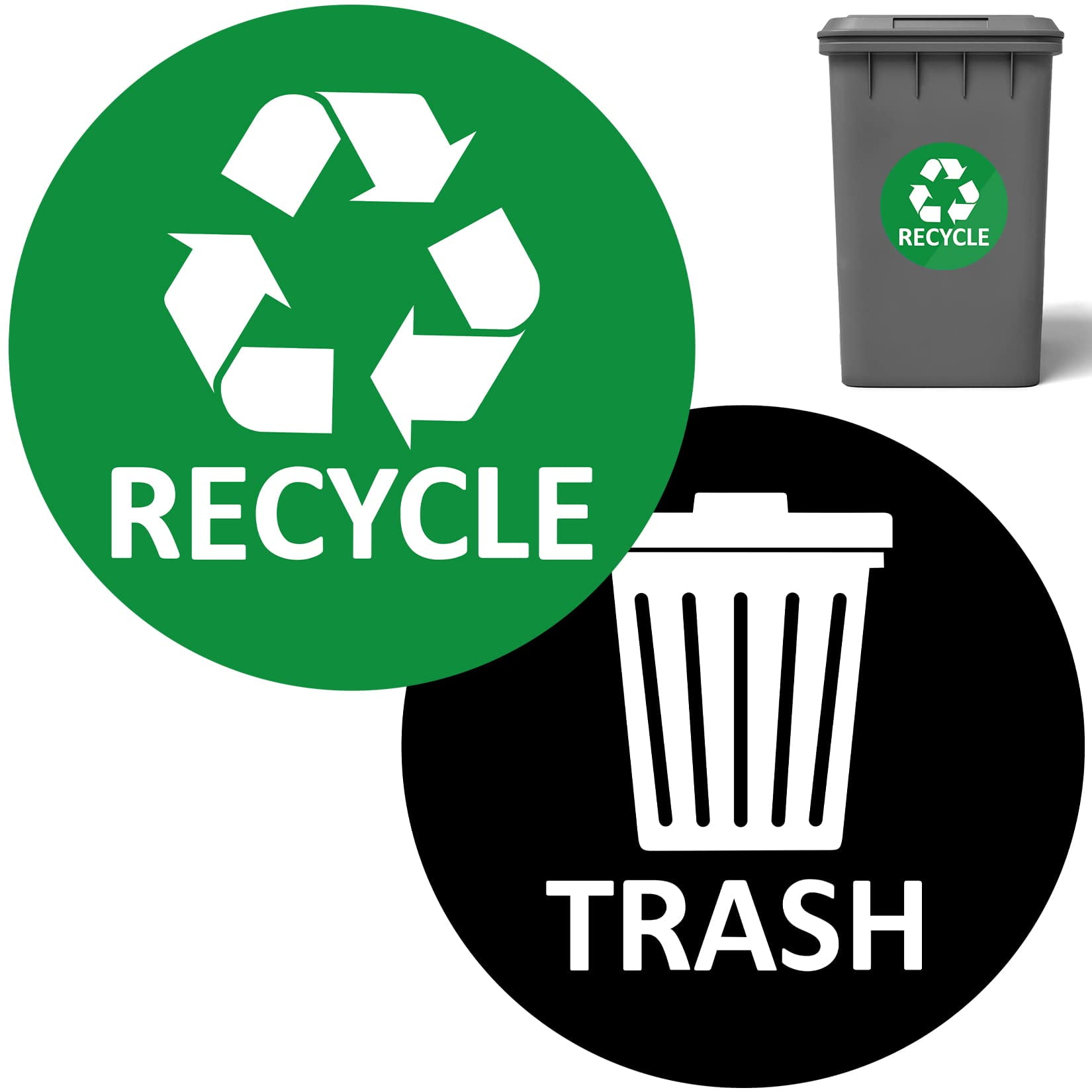Recycle Sign for Garbage Can, 6 Pack Reusable Vinyl Stickers, Waste ...