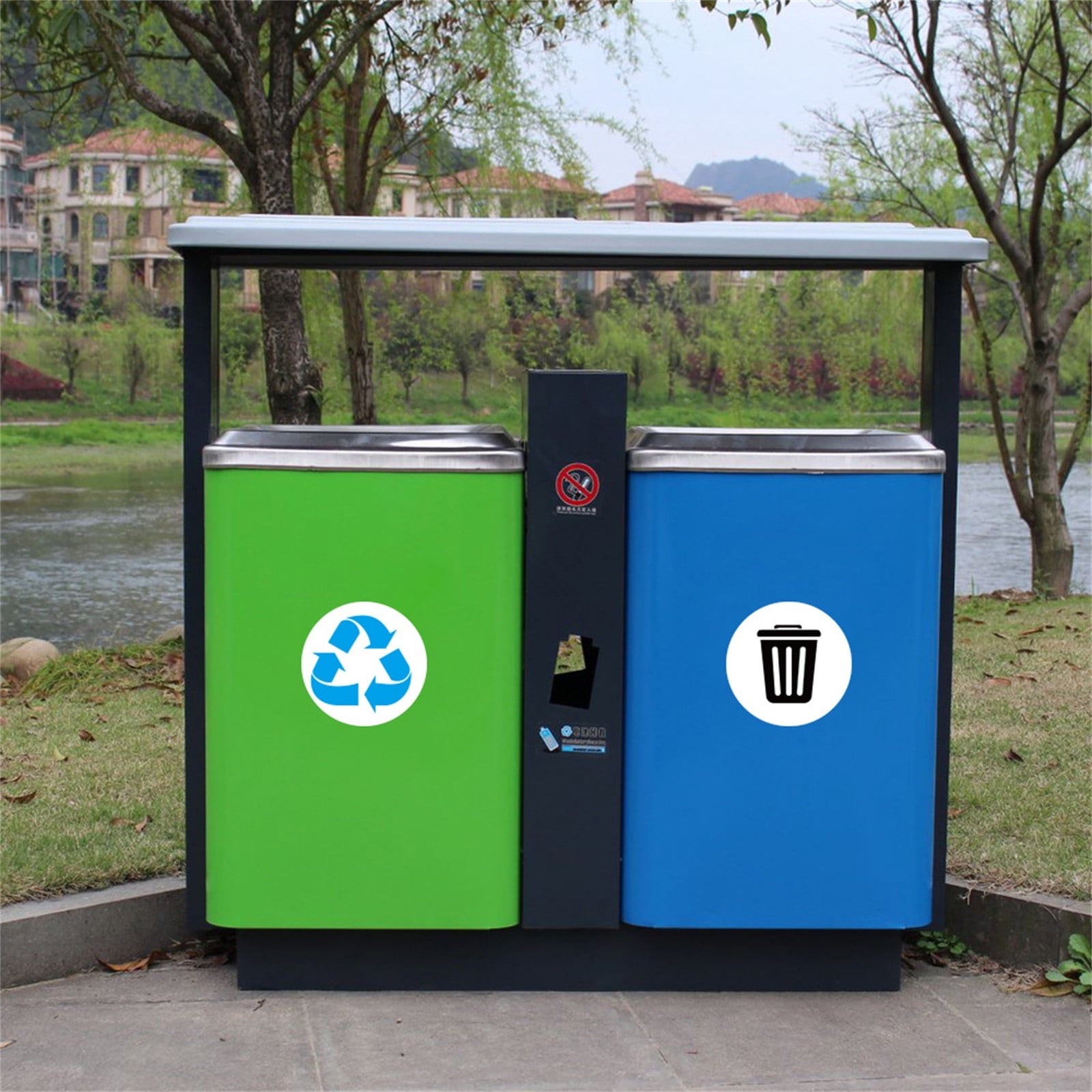 Recycle Sticker,Self-Adhesive Recycle and Trash Bin Logo Stickers ...