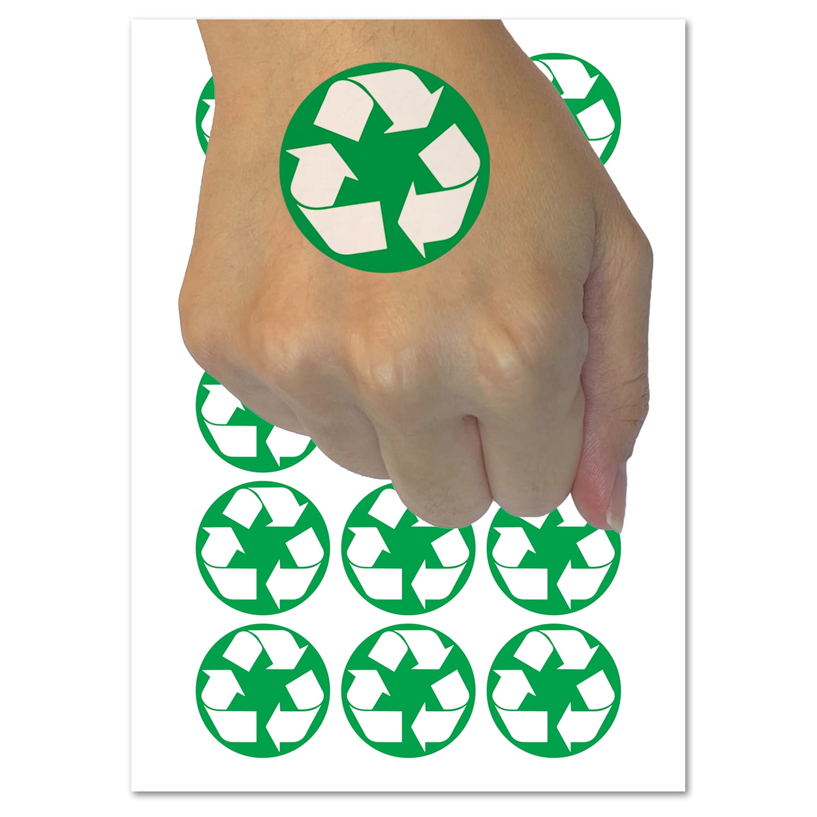 Recycle Symbol Solid Water Resistant Temporary Tattoo Set Fake Body Art ...