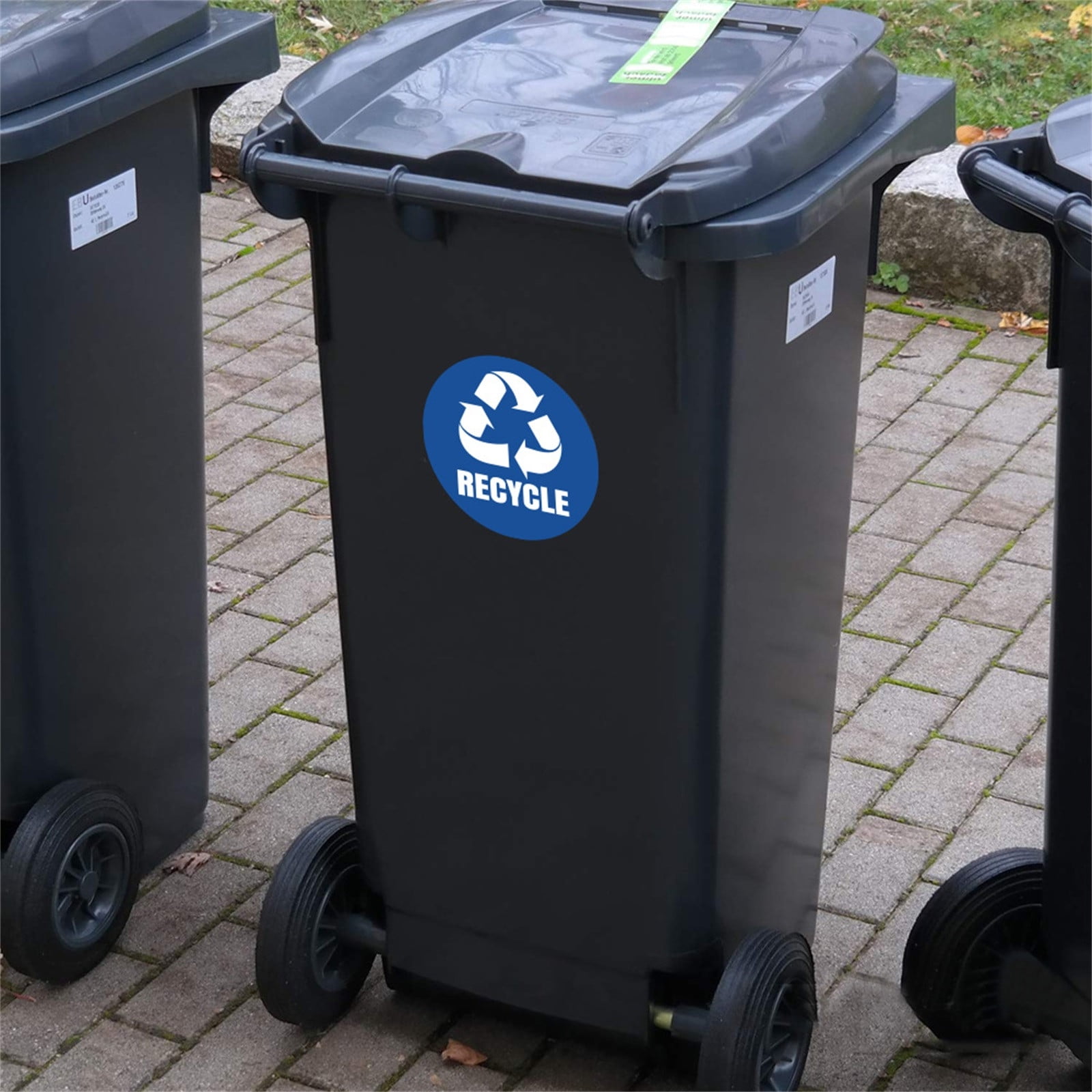 Recycle Trash Bin Sticker - Round Logo Sign Decal Labels Self-Adhesive ...