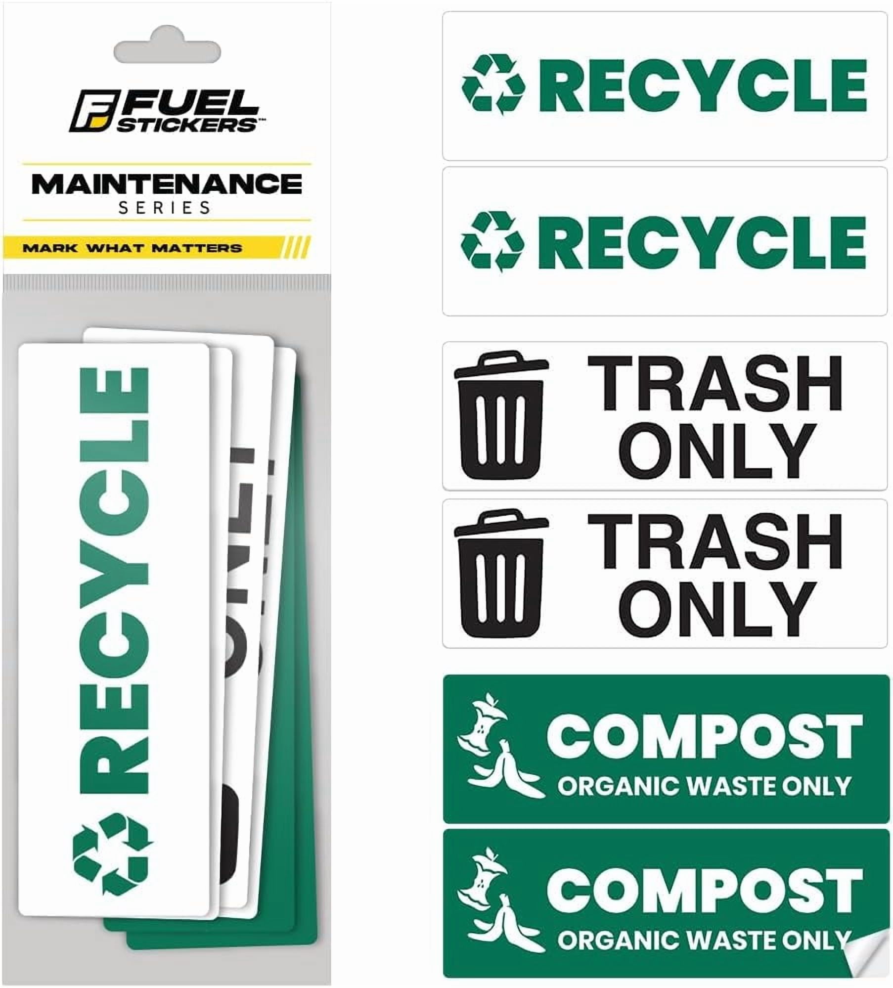 Recycle Trash Compost Sticker Set – Heavy-Duty Trash Bin Labels - 3-5 ...