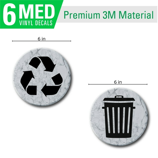 Recycle and Trash Logo Stickers (6 Pack) - Textured - for Metal or ...
