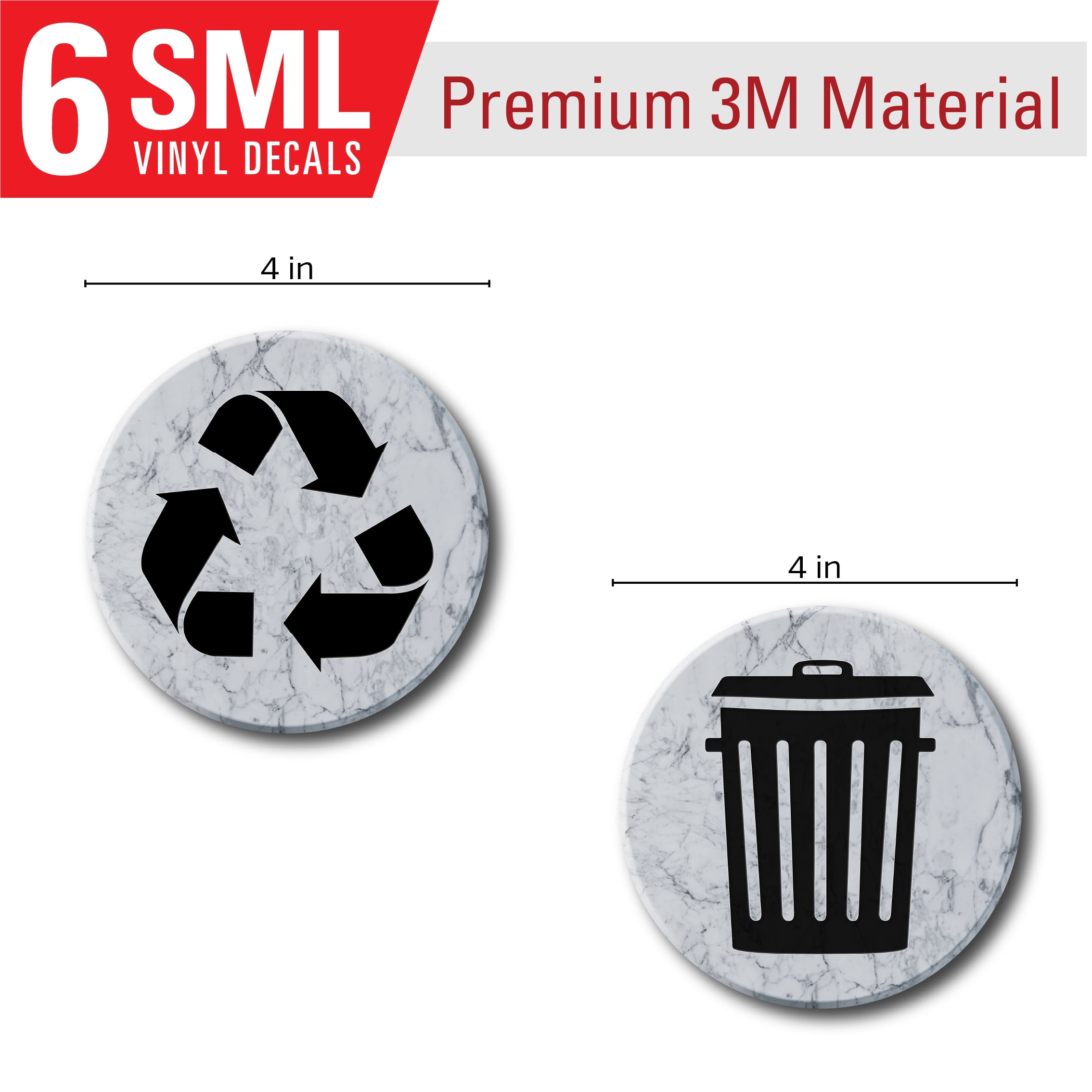 Recycle and Trash Logo Stickers (6 Pack) - Textured - for Metal or ...