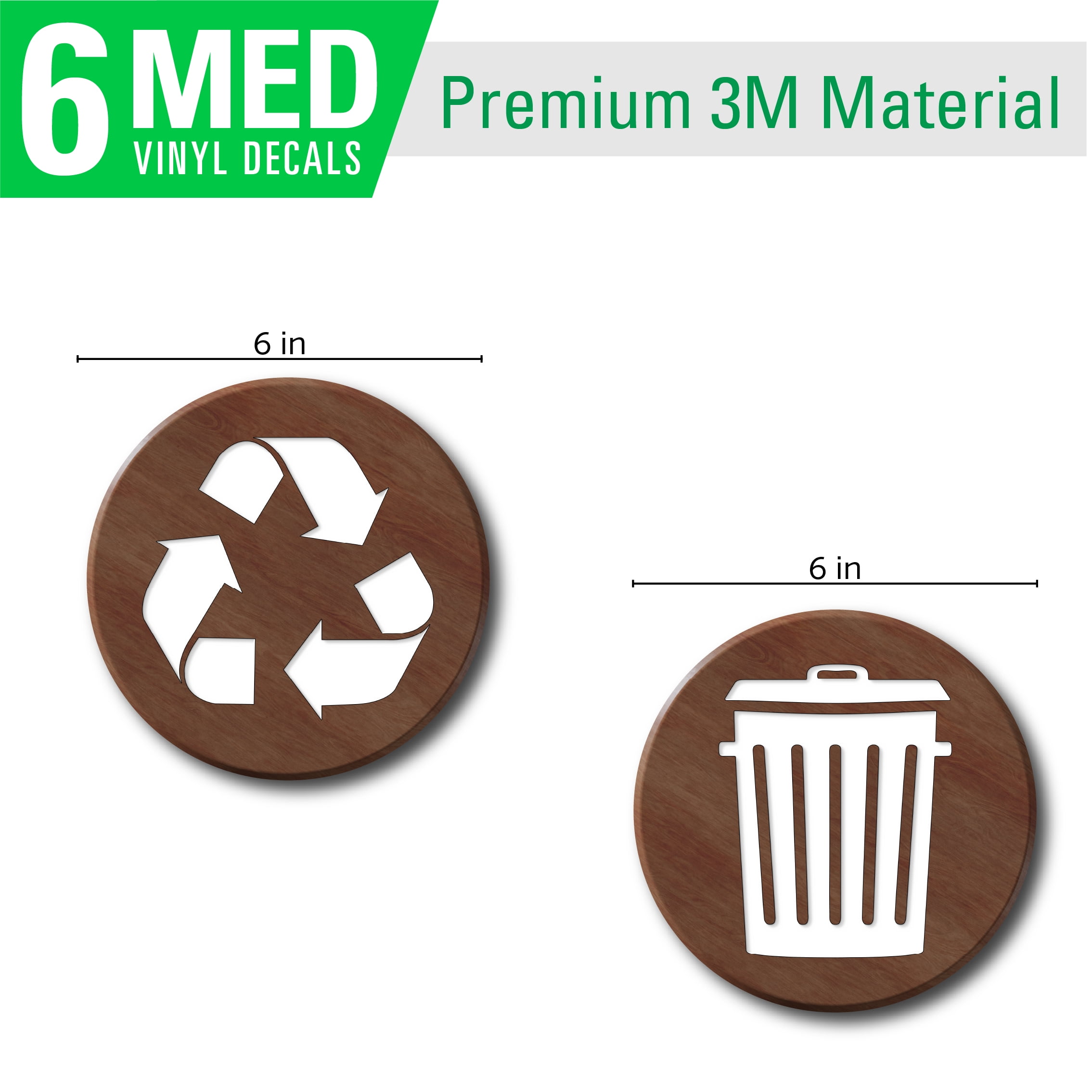 Recycle and Trash Logo Stickers (6 Pack) - Textured - for Metal or ...