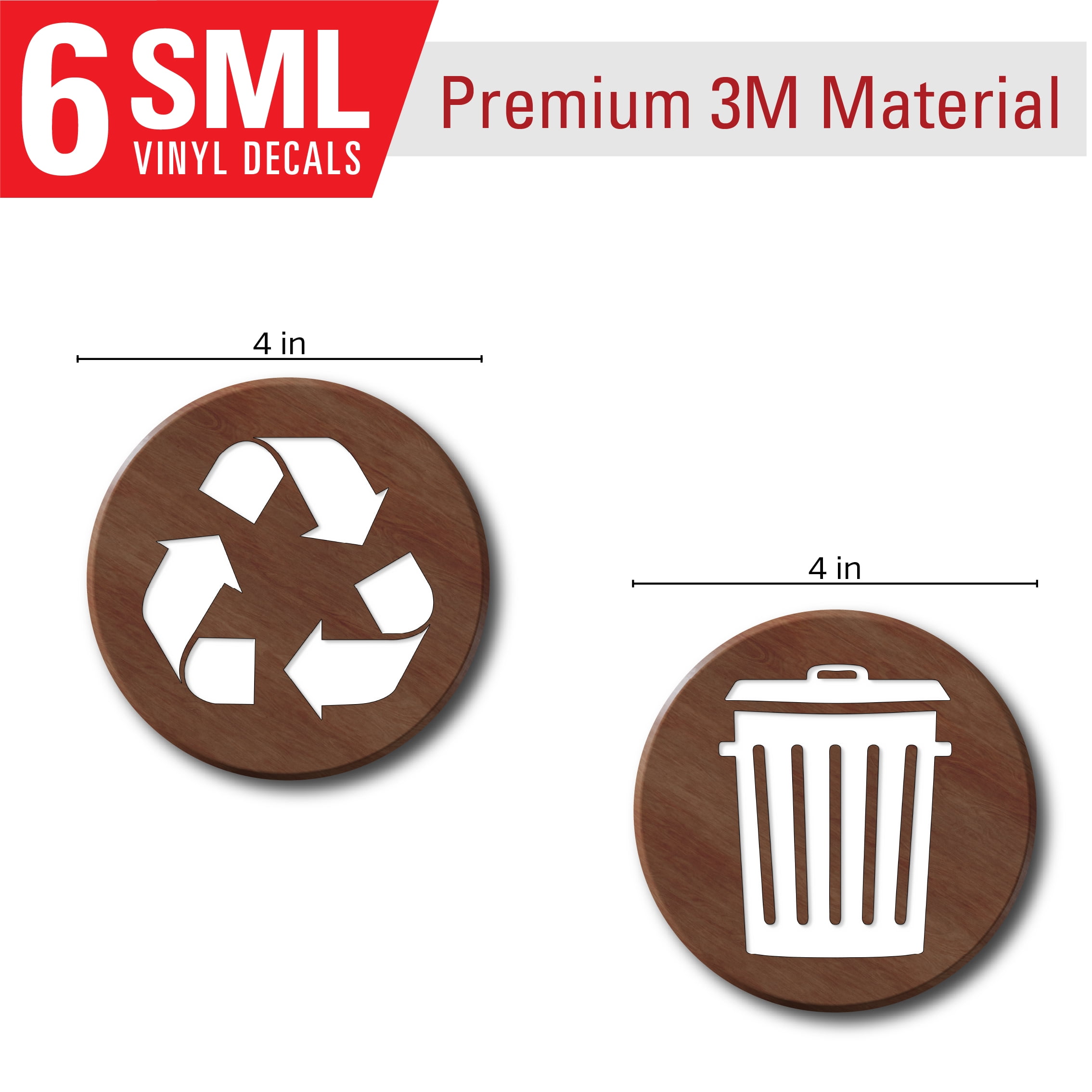 Recycle and Trash Logo Stickers (6 Pack) - Textured - for Metal or ...