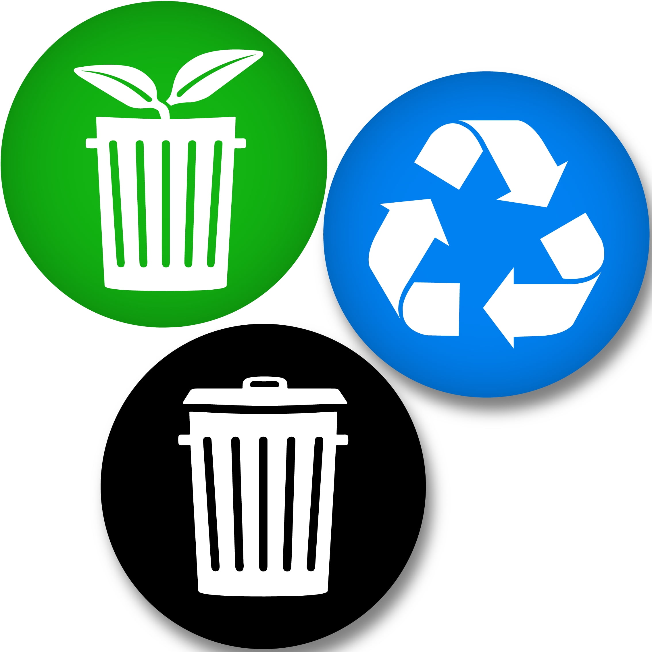 Recycle and Trash Logo Stickers - Organize Trash - for Metal or Plastic ...