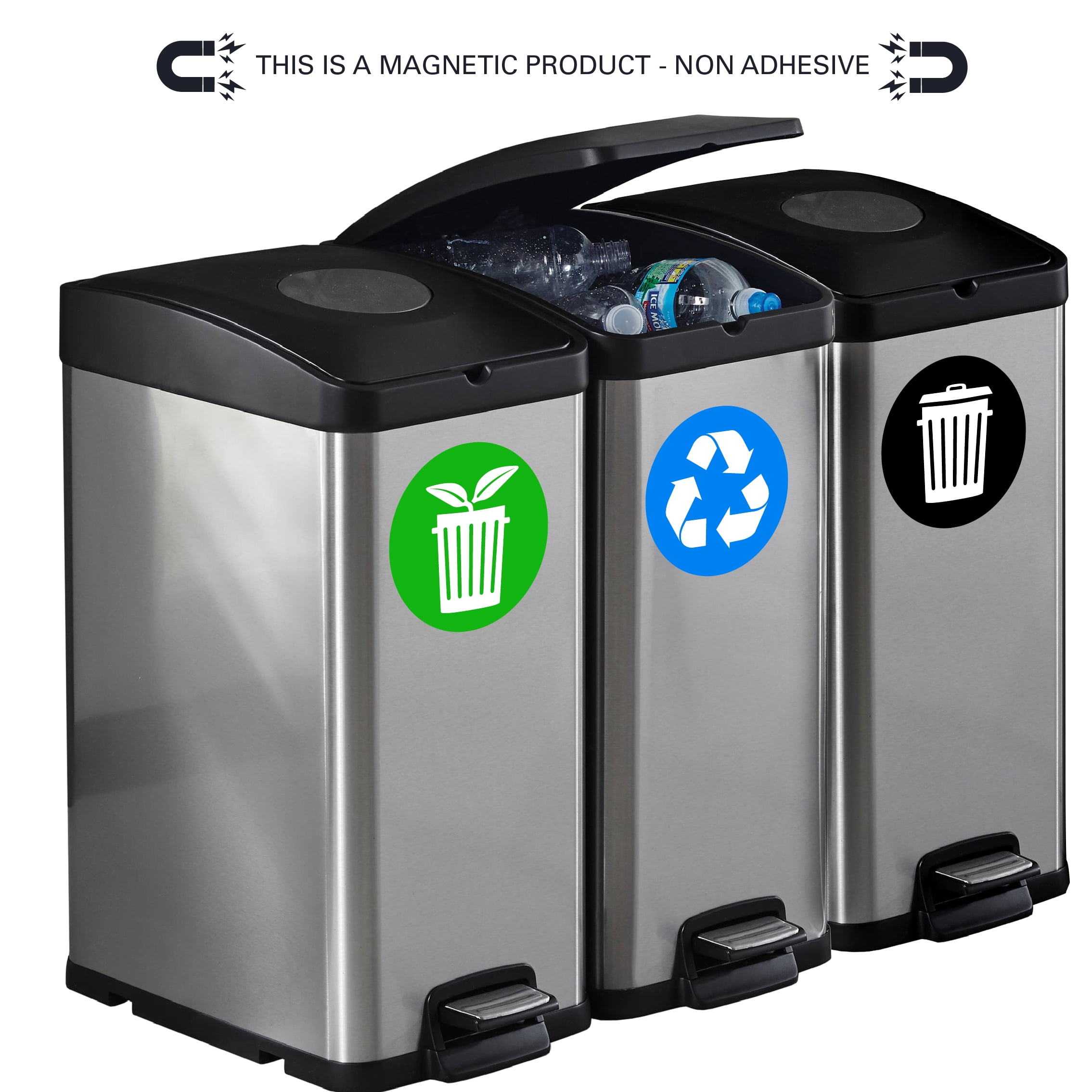 Recycle and Trash Logo Stickers - Organize Trash - for Metal or Plastic ...