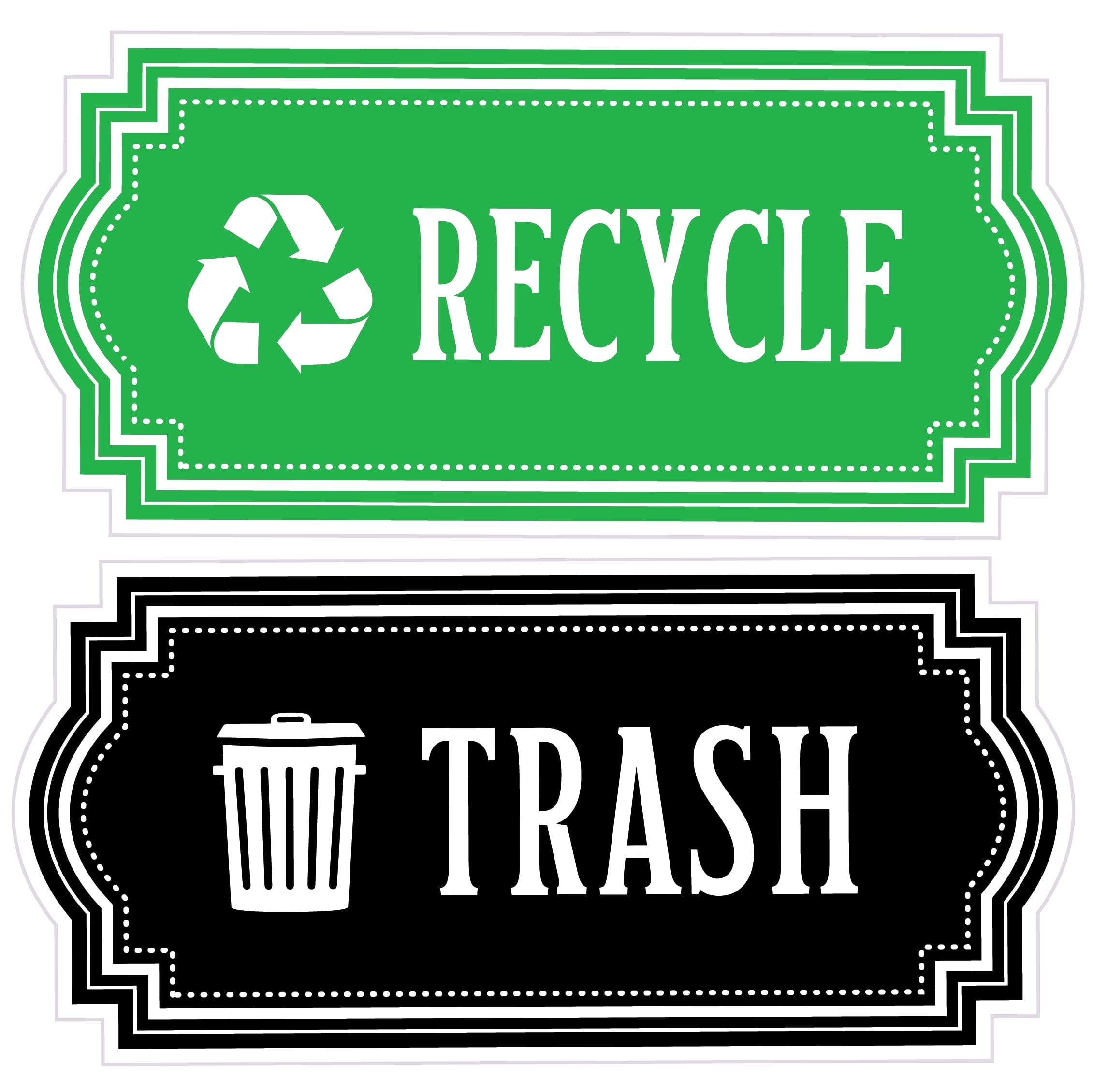 Recycle and Trash Sticker - Elegant Look for Trash Cans, Containers ...