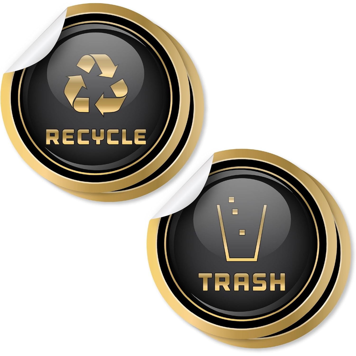 Recycle and Trash Sticker Set - 4 Pack 5.5" Circle - Elegant Look for ...