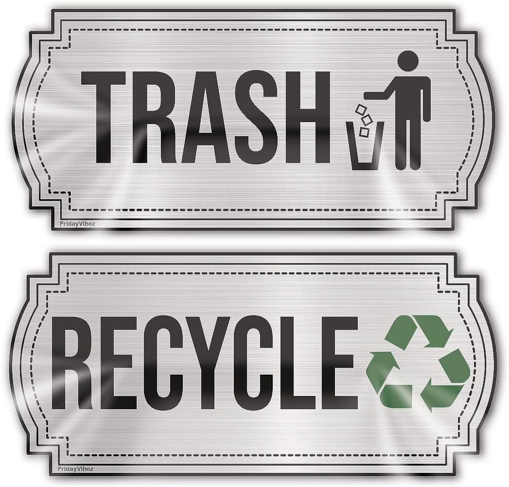 Recycle and Trash Stickers for Kitchen Cans Recycling Bins, Indoor ...