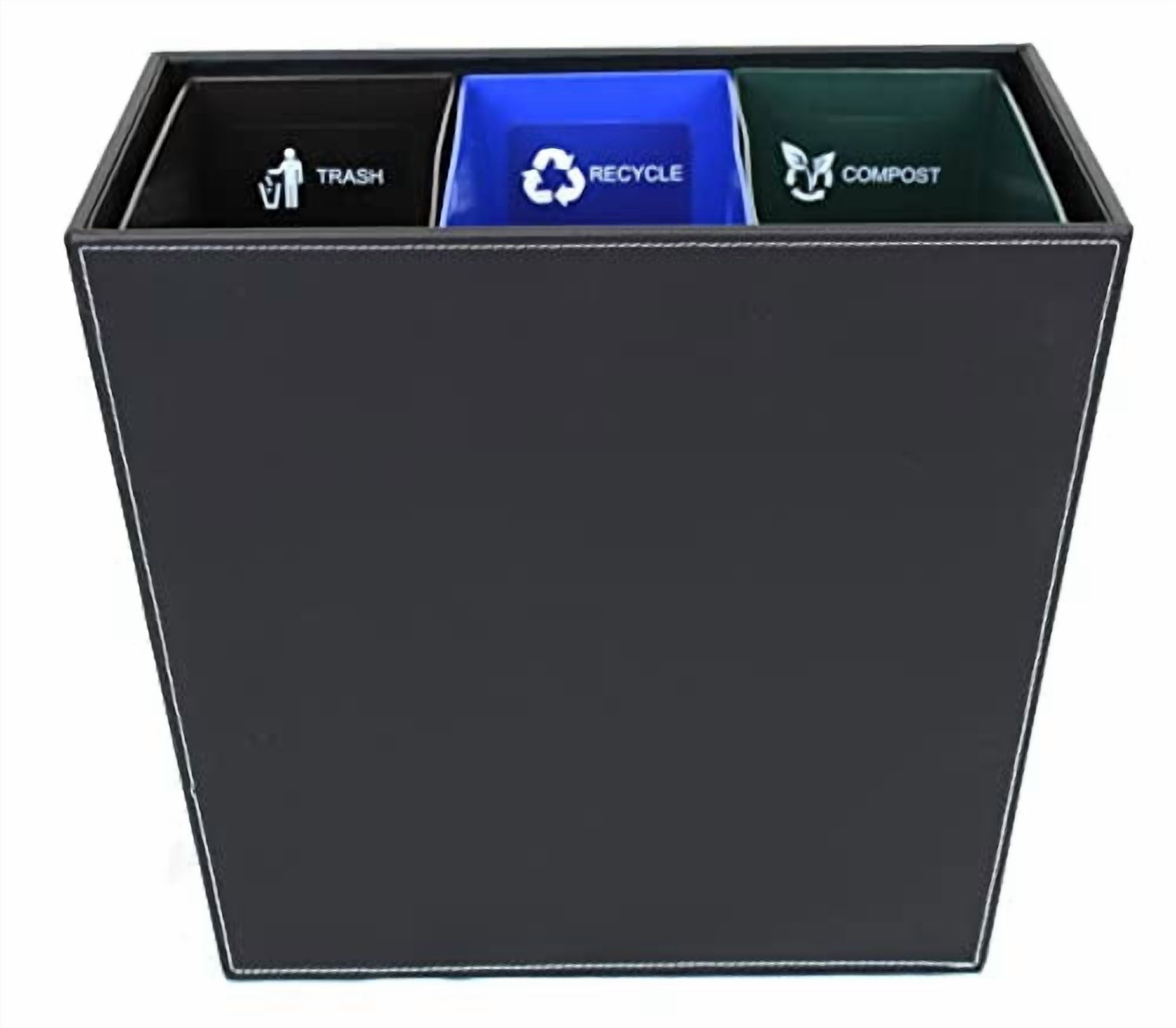 Recycle Waste Bin, Leatherette with Color Coded & Fire Rated Liners. 14 ...